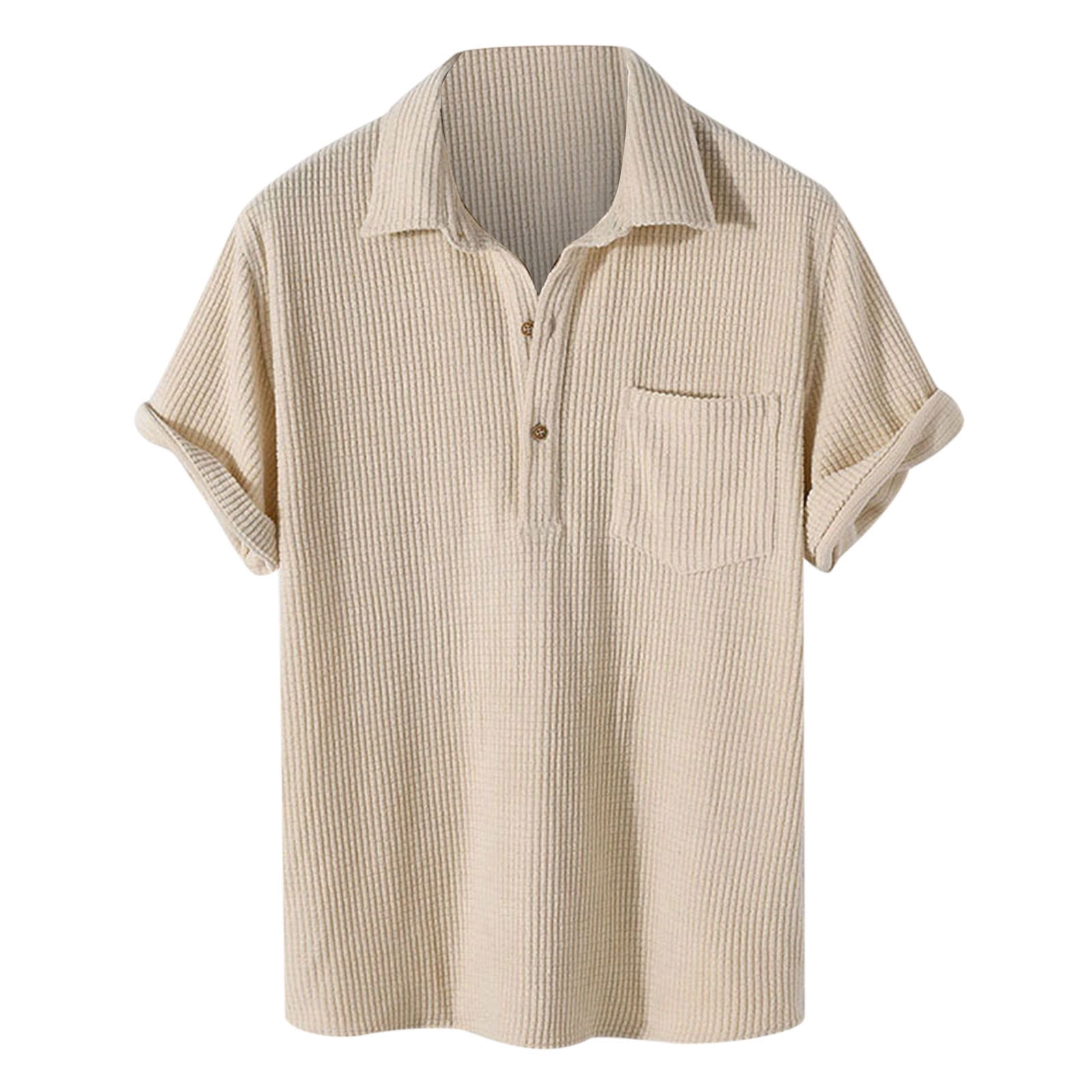 Men's Summer Fashion Short Sleeve Casual Solid Color Button-Up Shirts ...