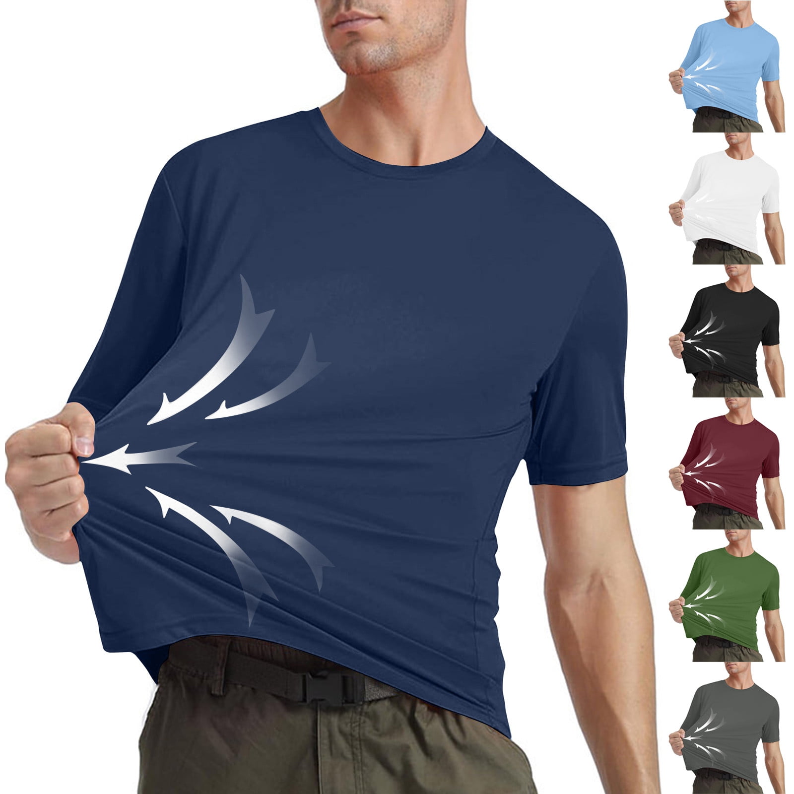 Men's Summer Lightweight Breathable Short Sleeve Shirt Tops Quick Dry ...