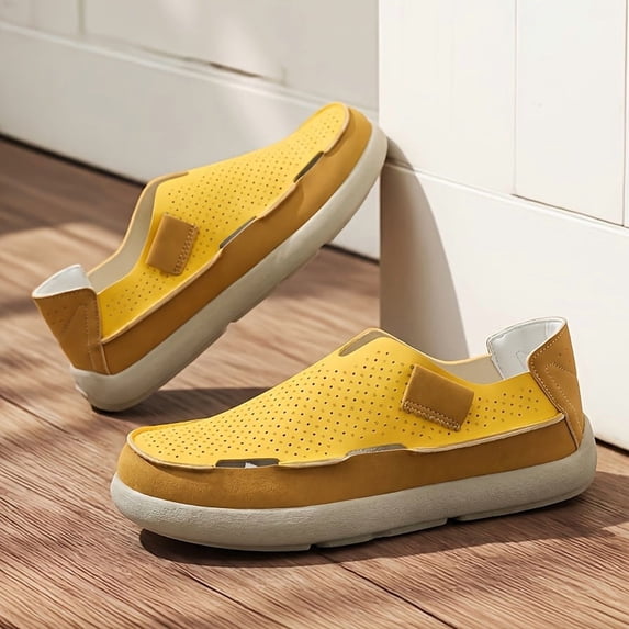 Men’s Summer Slip-On Walking Shoes, Breathable Color-Blocked Hollow ...