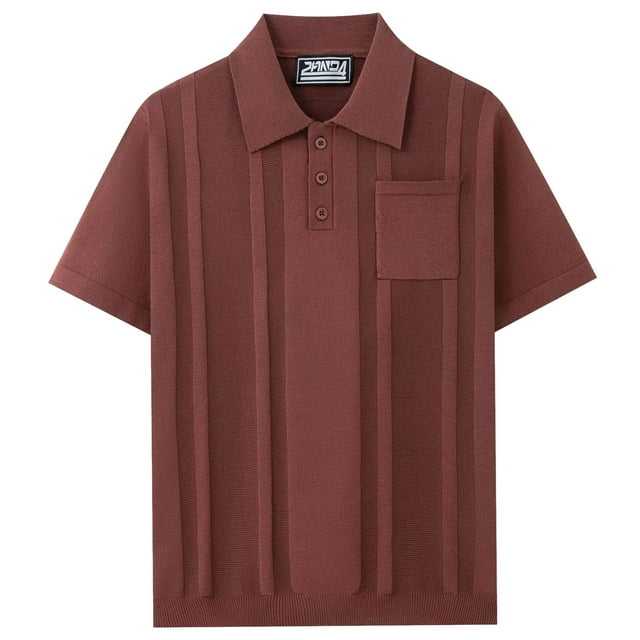 Men's Summer Solid Color Ice Silk Short Sleeve Shirt, Lapel Design ...