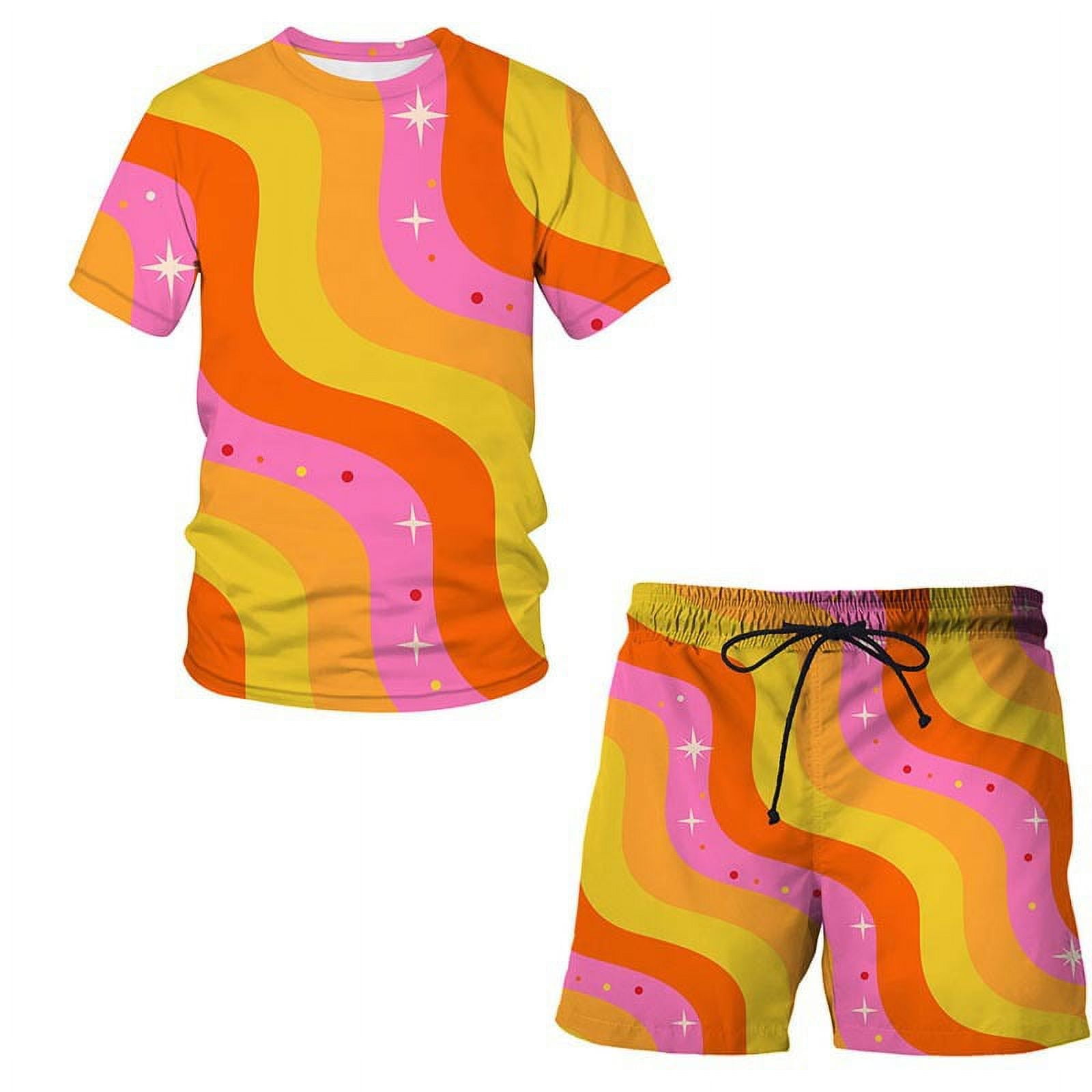 Men's Summer Sports Suit Tracksuits for Men 2 Piece Tie Dye 3D Digital ...