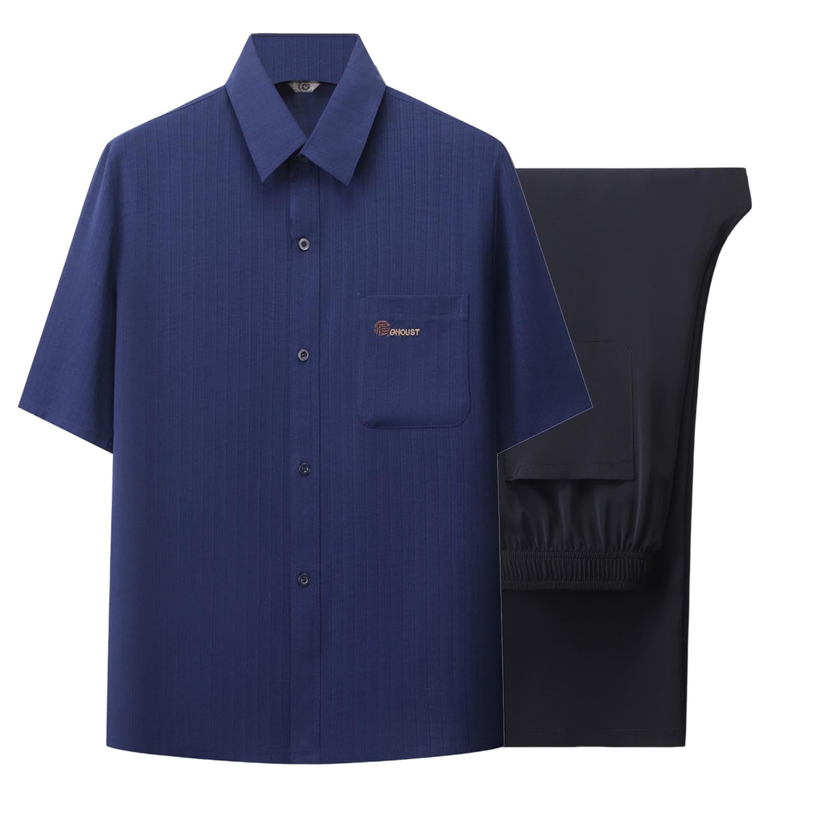 Men's Summer Tang Suit Shirt Short Sleeve Traditional Kung Fu Uniform ...