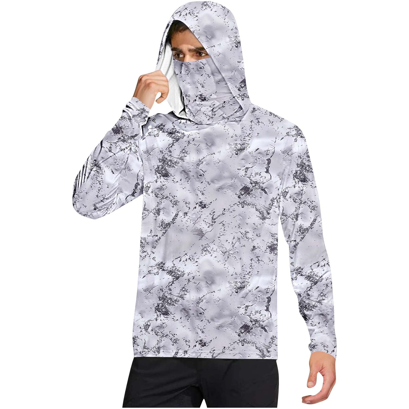 Men's Sun Defense Shirts，Summer Sun Protection Hoodie with Mask UPF 50 ...