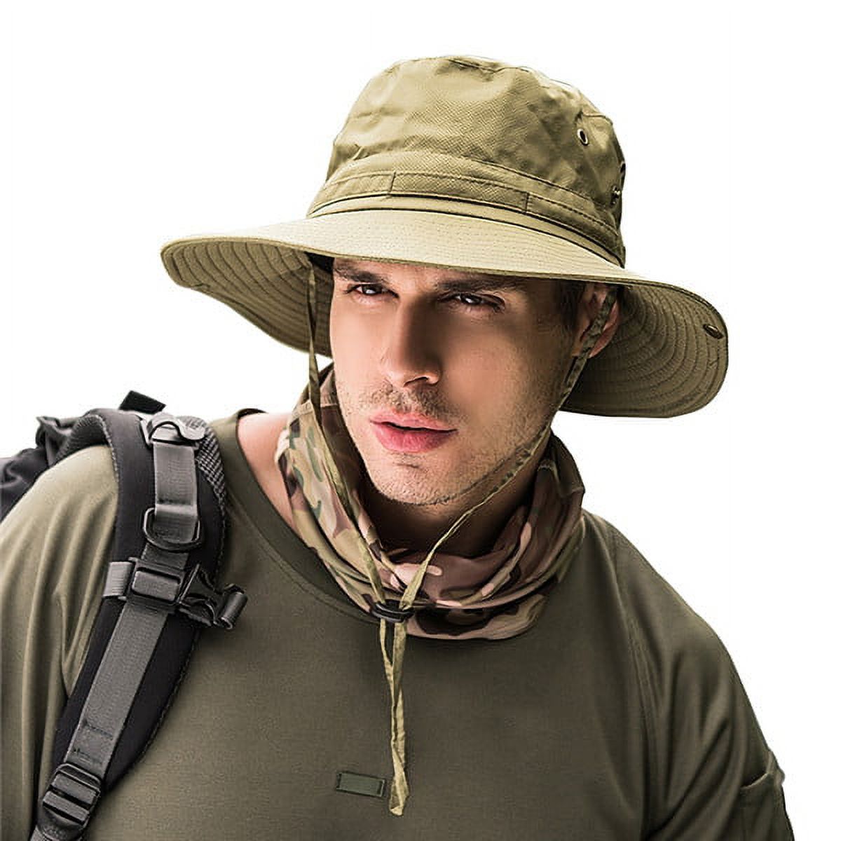Men's Sun Hat UPF 50+ Wide Brim Bucket Hat Windproof Hats - Walmart.com