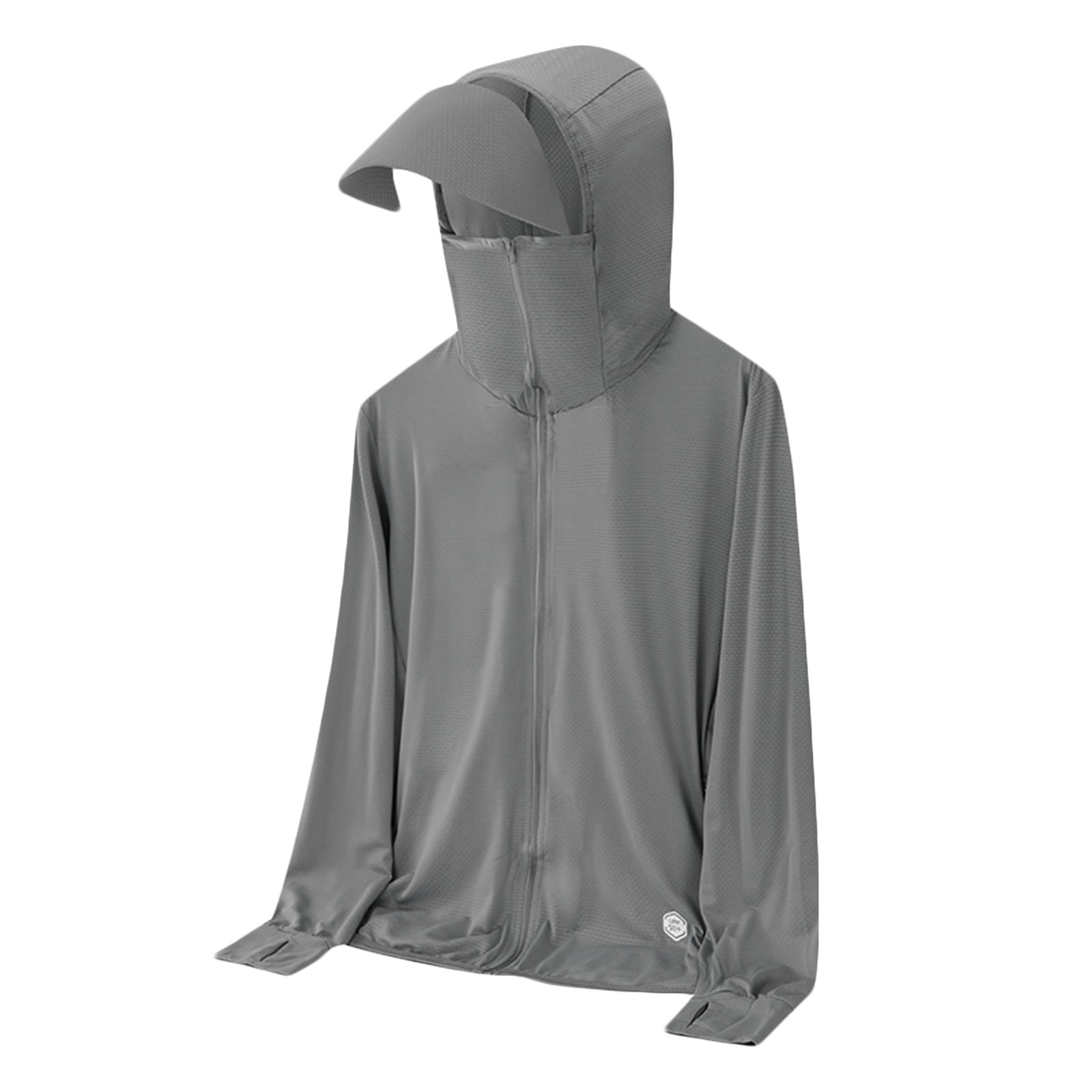 Men's Sun Protection Hoodie Jacke with Mask & Visor UPF 50+ Long Sleeve ...