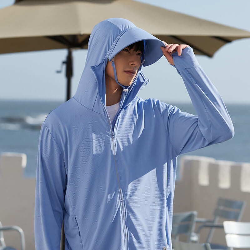 Men's Sun Protection Hoodie Shirt UPF 50+ Long Sleeves UV Protection ...