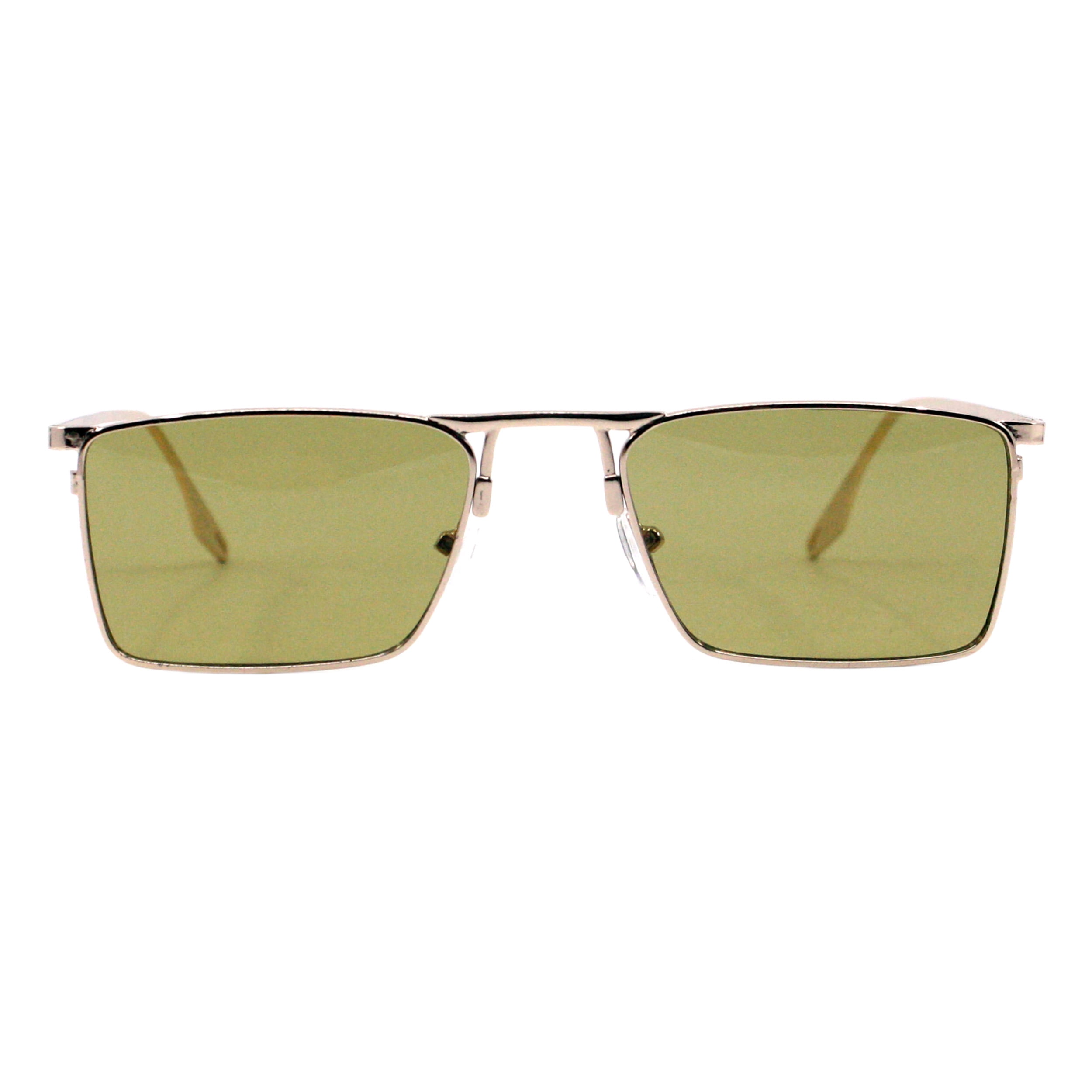 Men's Sunglasses Rectangular Thin Metal Frame Lightweight UV400 Gold ...