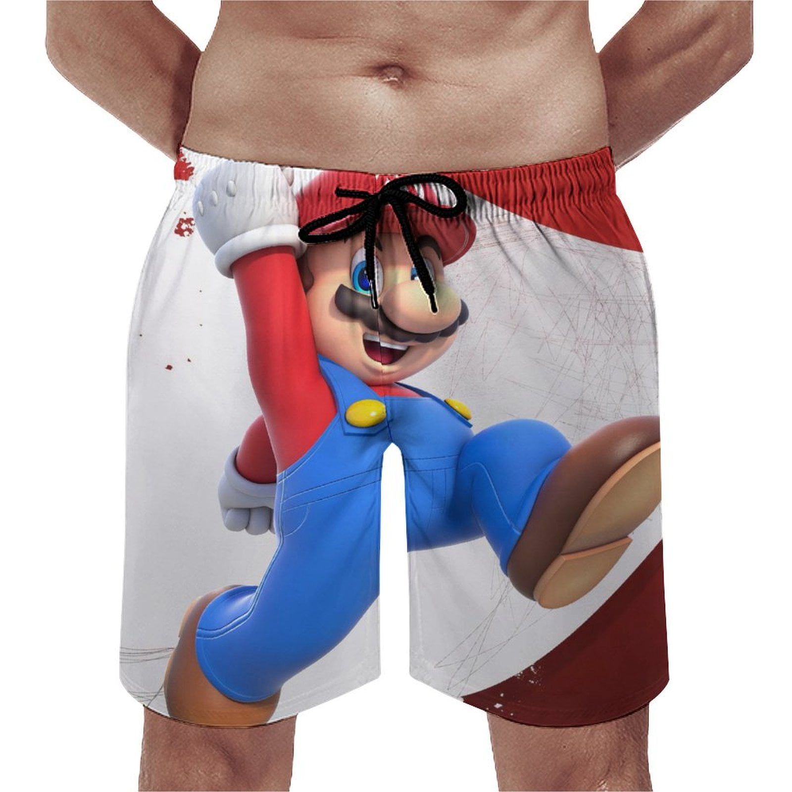 Men's Super Mario Beach Shorts Quick Dry Swim Trunks with Pockets Swim ...