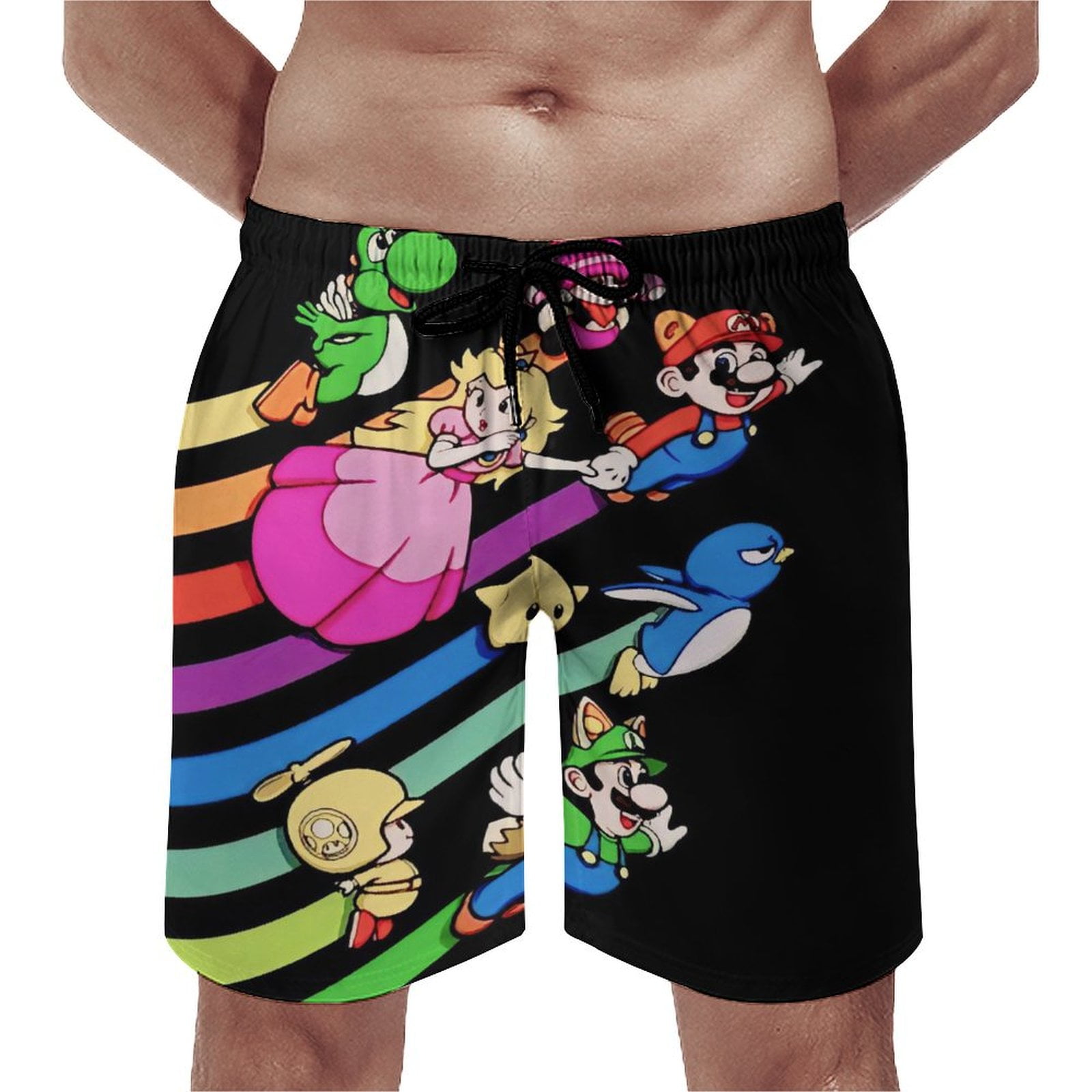 Men's Super Mario Beach Shorts Quick Dry Swim Trunks with Pockets Swim ...