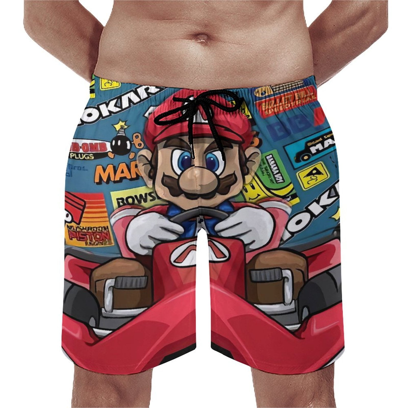 Men's Super Mario Beach Shorts Quick Dry Swim Trunks with Pockets Swim ...
