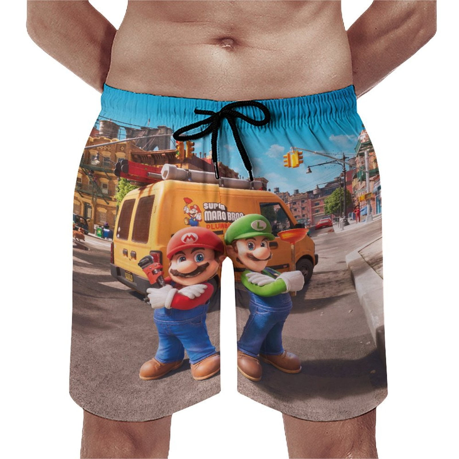 Men's Super Mario Beach Shorts Quick Dry Swim Trunks with Pockets Swim ...