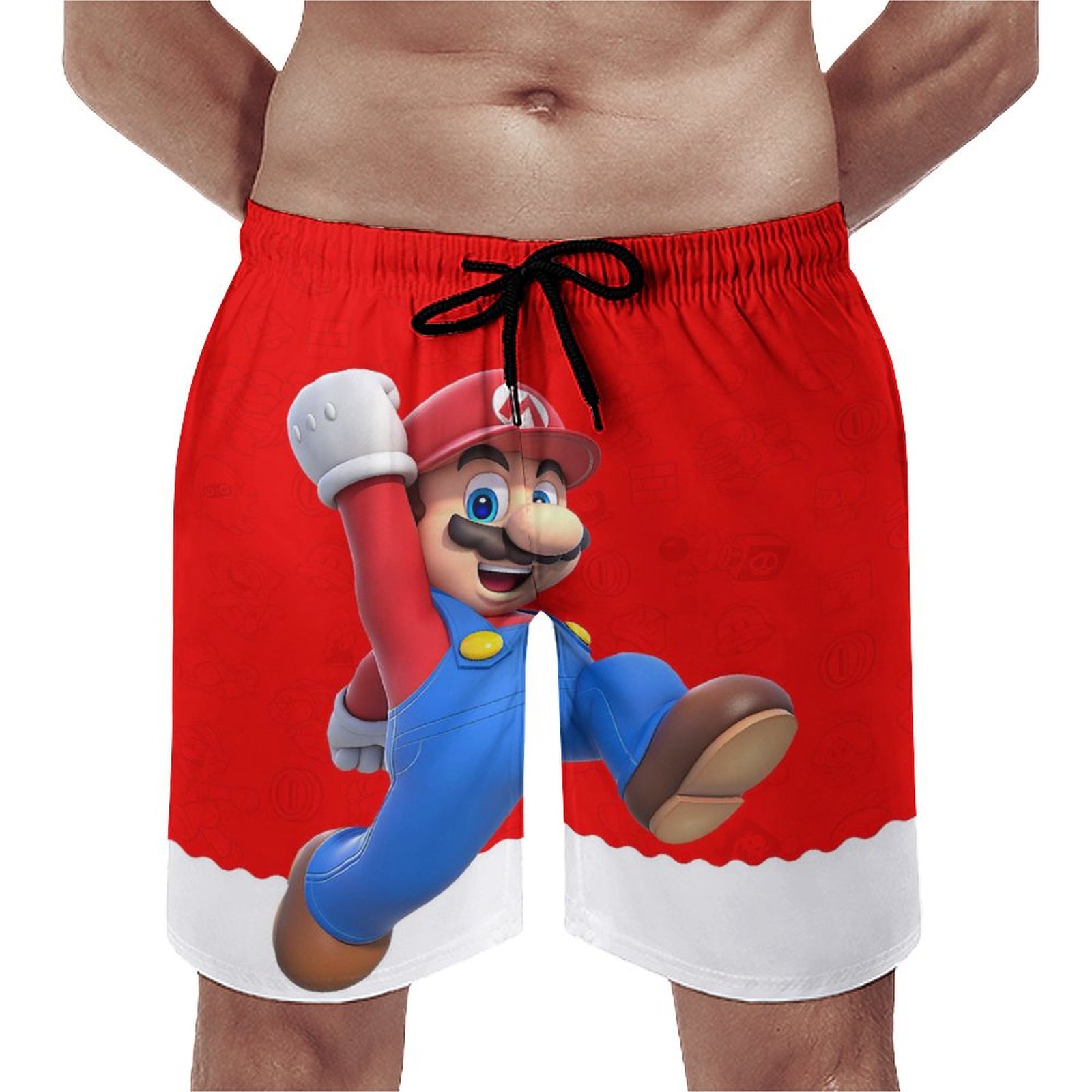 Men's Super Mario Beach Shorts Quick Dry Swim Trunks with Pockets Swim ...