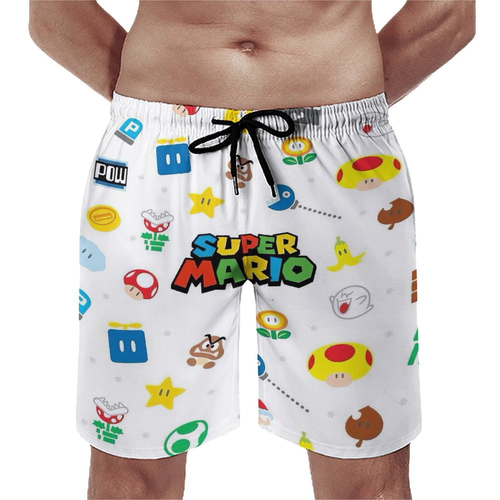Men's Super Mario Beach Shorts Quick Dry Swim Trunks with Pockets Swim ...