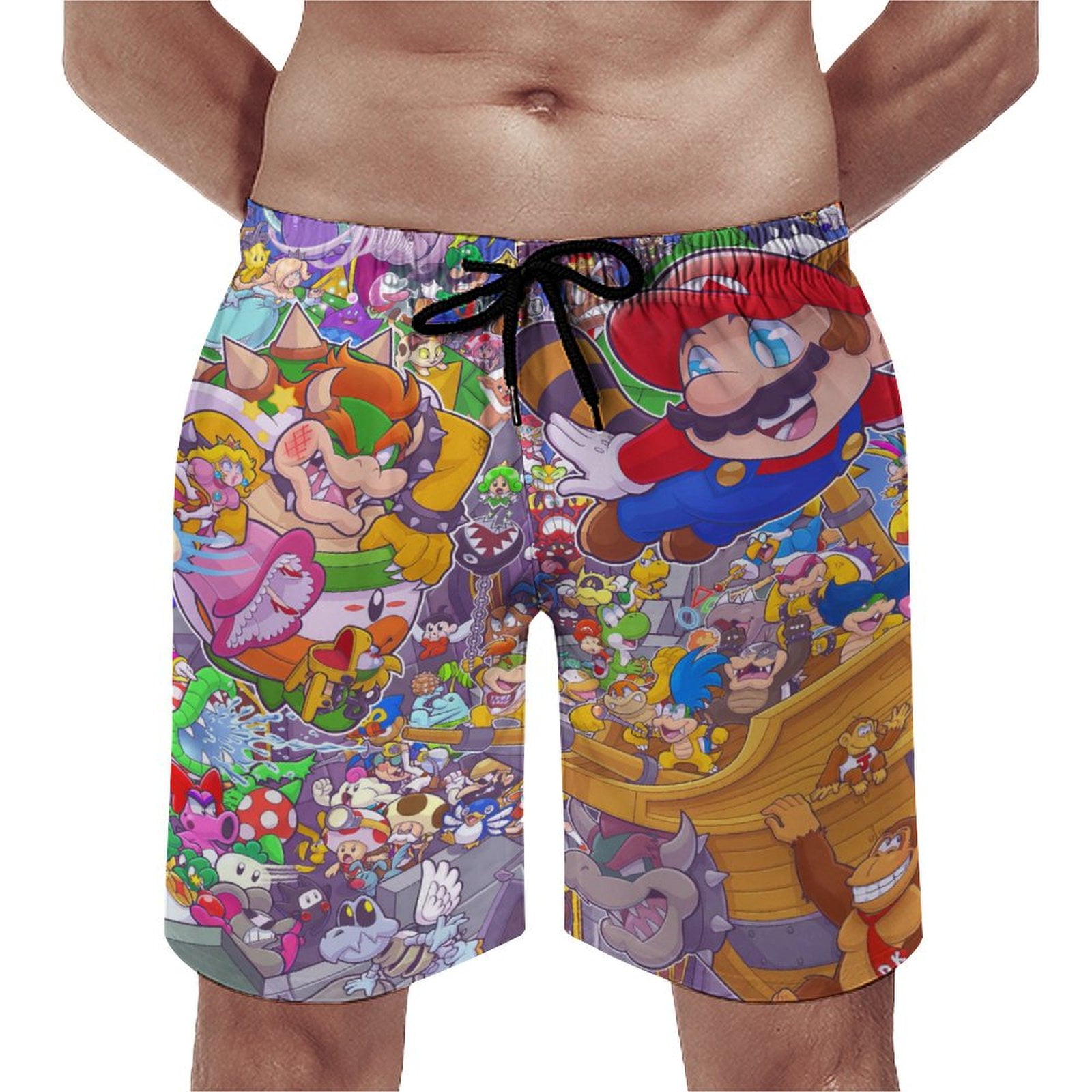 Men's Super Mario Beach Shorts Quick Dry Swim Trunks with Pockets Swim ...