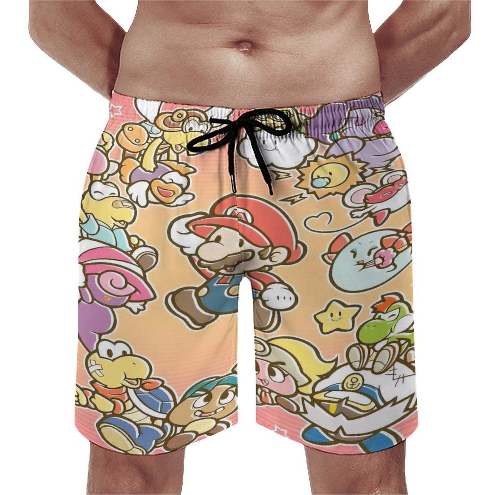 Men's Super Mario Beach Shorts Quick Dry Swim Trunks with Pockets Swim ...