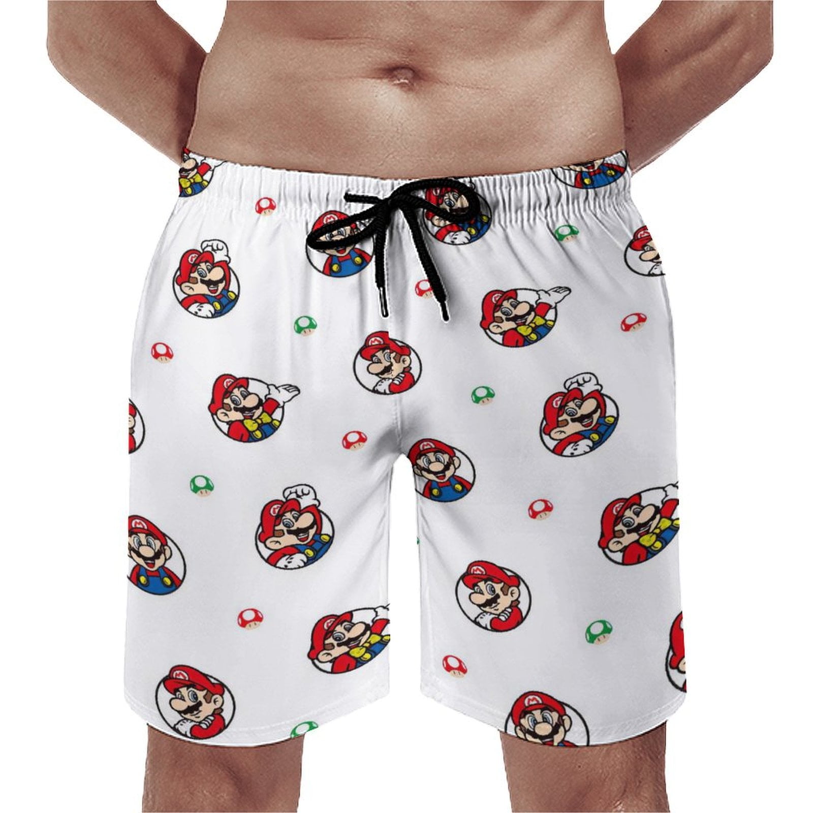 Men's Super Mario Beach Shorts Quick Dry Swim Trunks with Pockets Swim ...