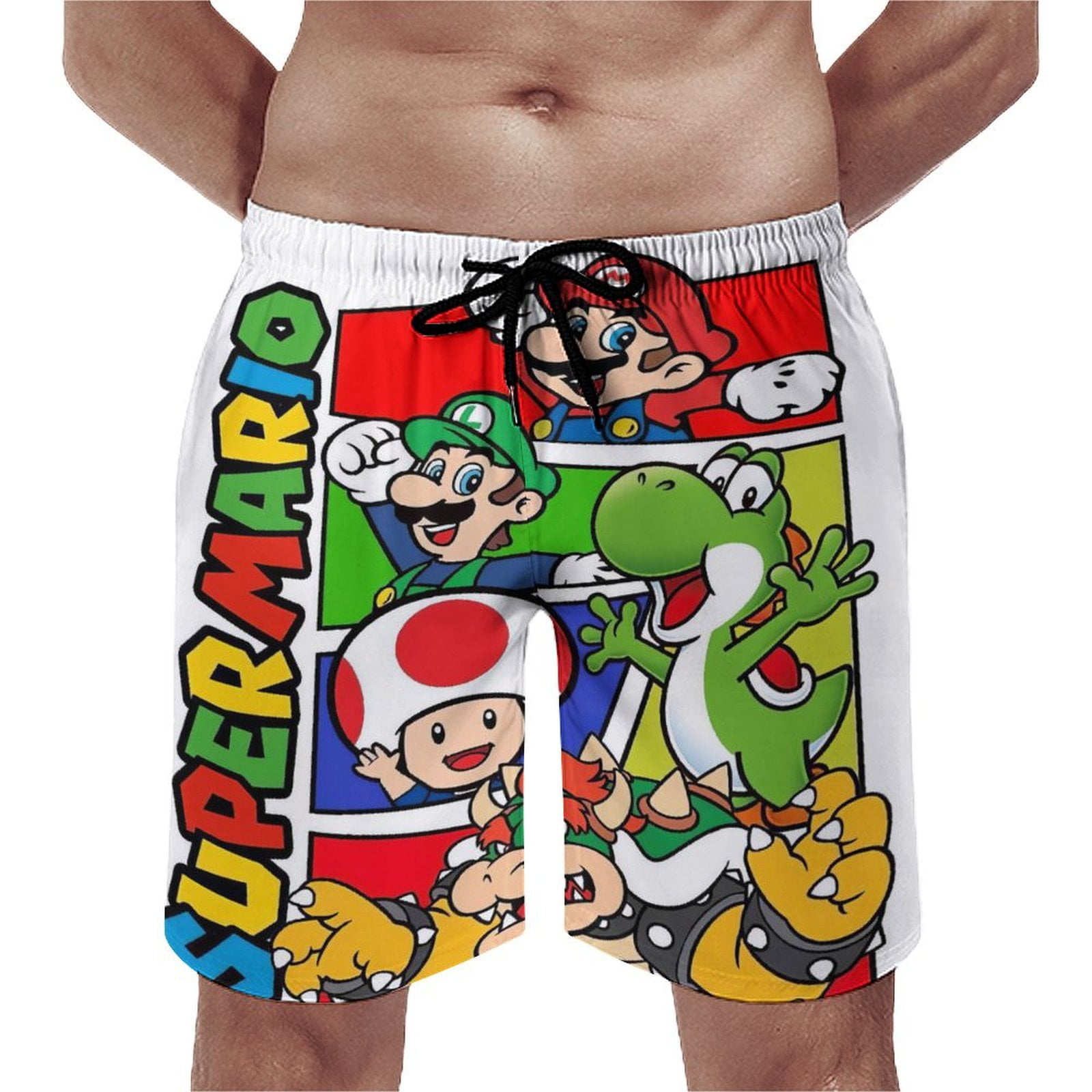 Men's Super Mario Beach Shorts Quick Dry Swim Trunks with Pockets Swim ...