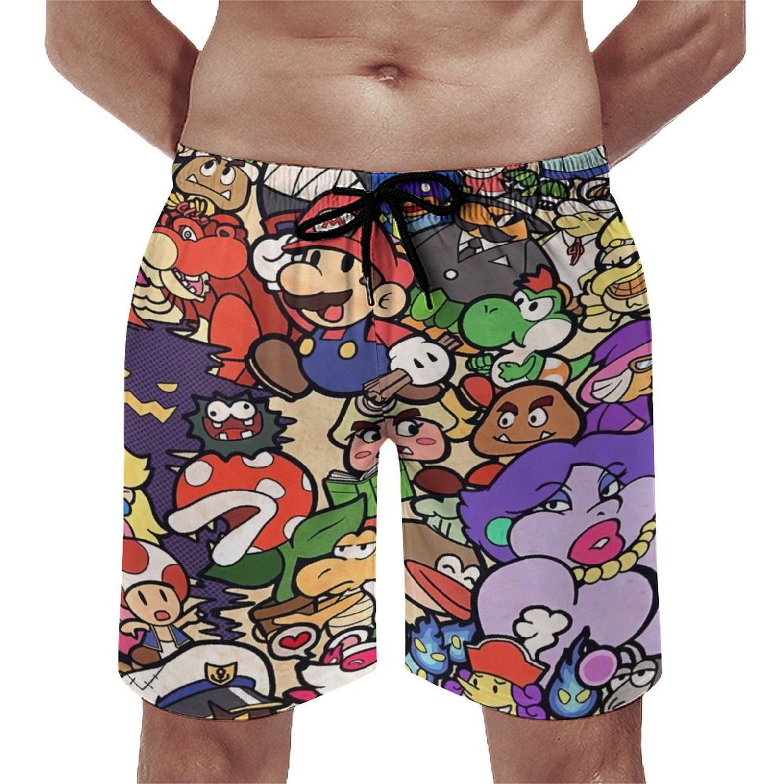 Men's Super Mario Beach Shorts Quick Dry Swim Trunks with Pockets Swim ...