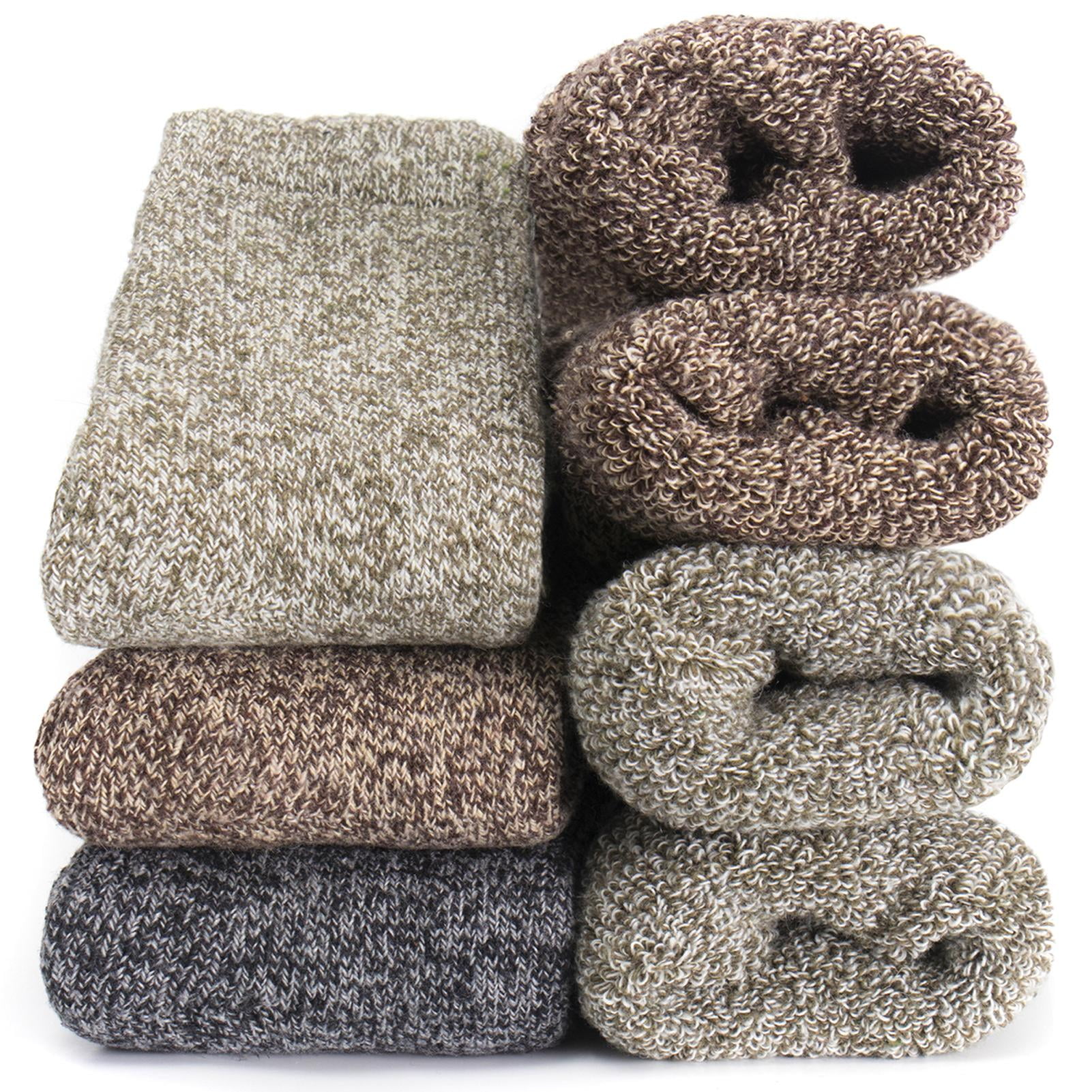 Yoicy Men's Extra Thick Thermal Merino Wool Crew Socks, Winter Warm ...