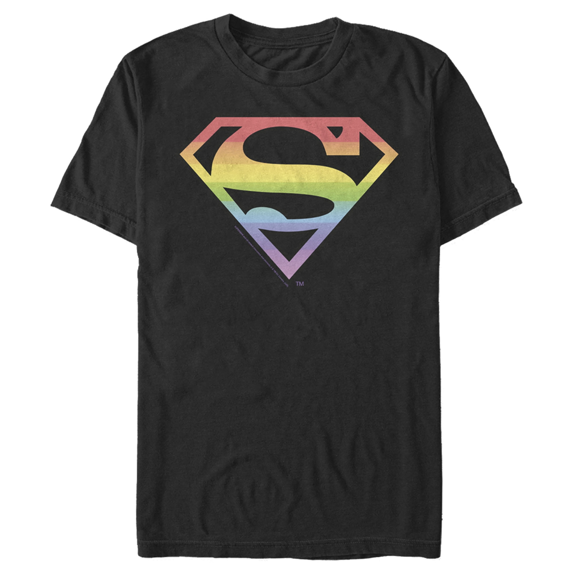 Men's Superman Classic Logo Rainbow Graphic Tee Black Small - Walmart.com