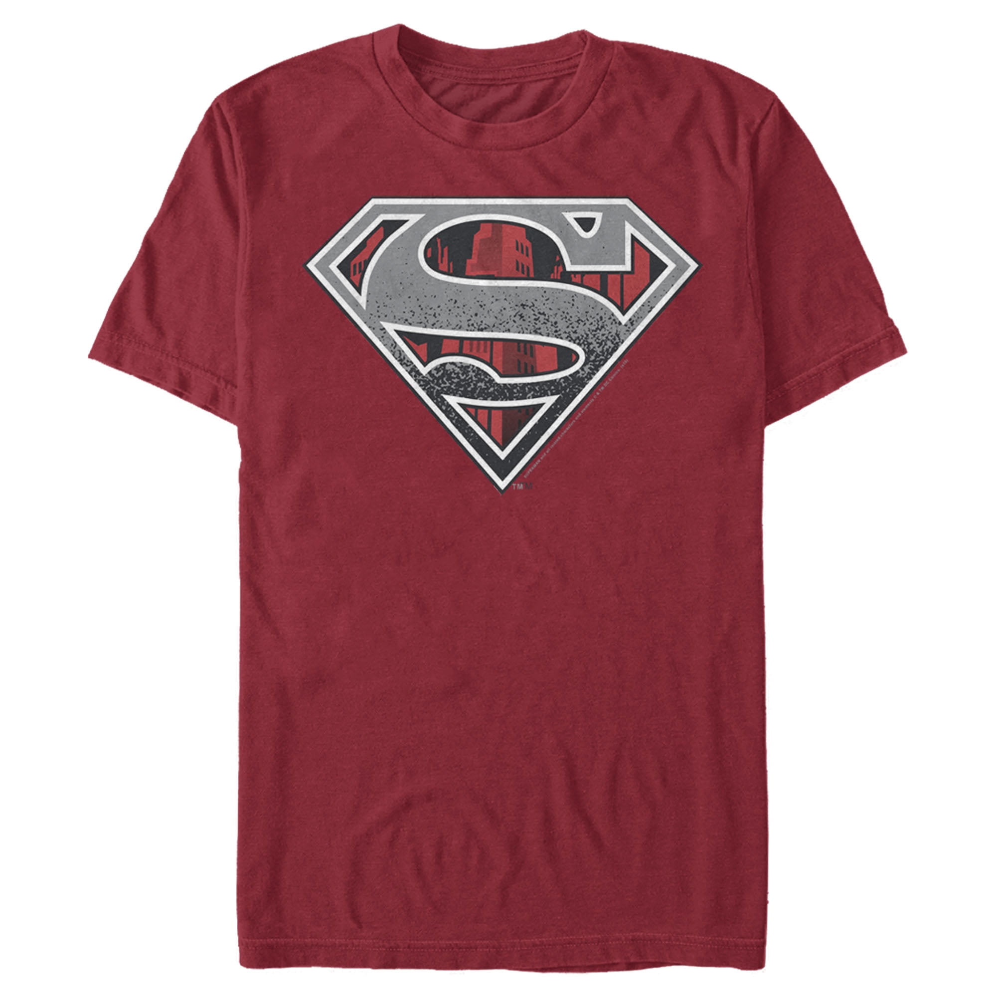 Men's Superman Logo Grunge Graphic Tee Cardinal Small - Walmart.com