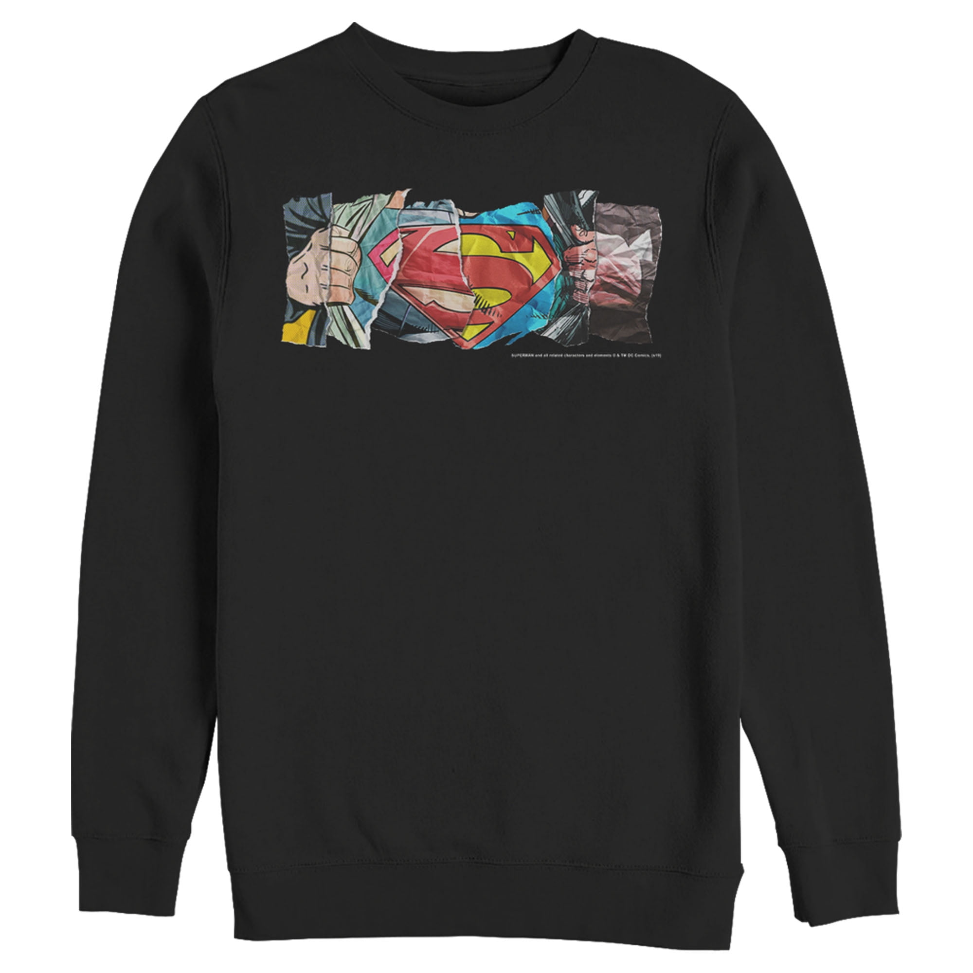Men's Superman Logo Ripped Paper Sweatshirt Black Medium - Walmart.com