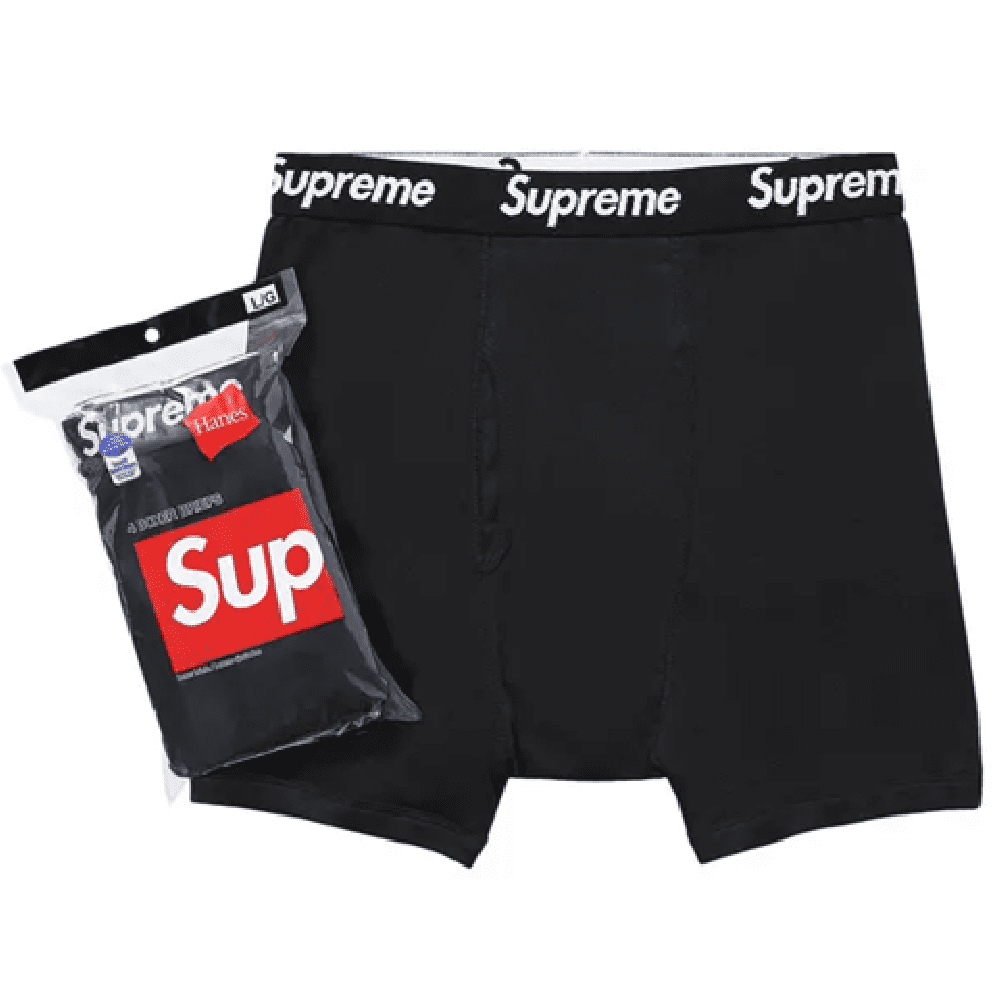 Men's Supreme x Hanes Boxer Briefs 4 Pack Black - M - Walmart.com