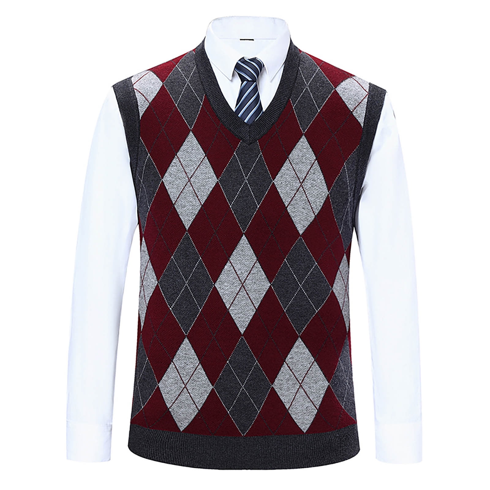 Men's Sweater Vest V Neck Pullover Sweater Sleeveless Knit Casual Slim ...