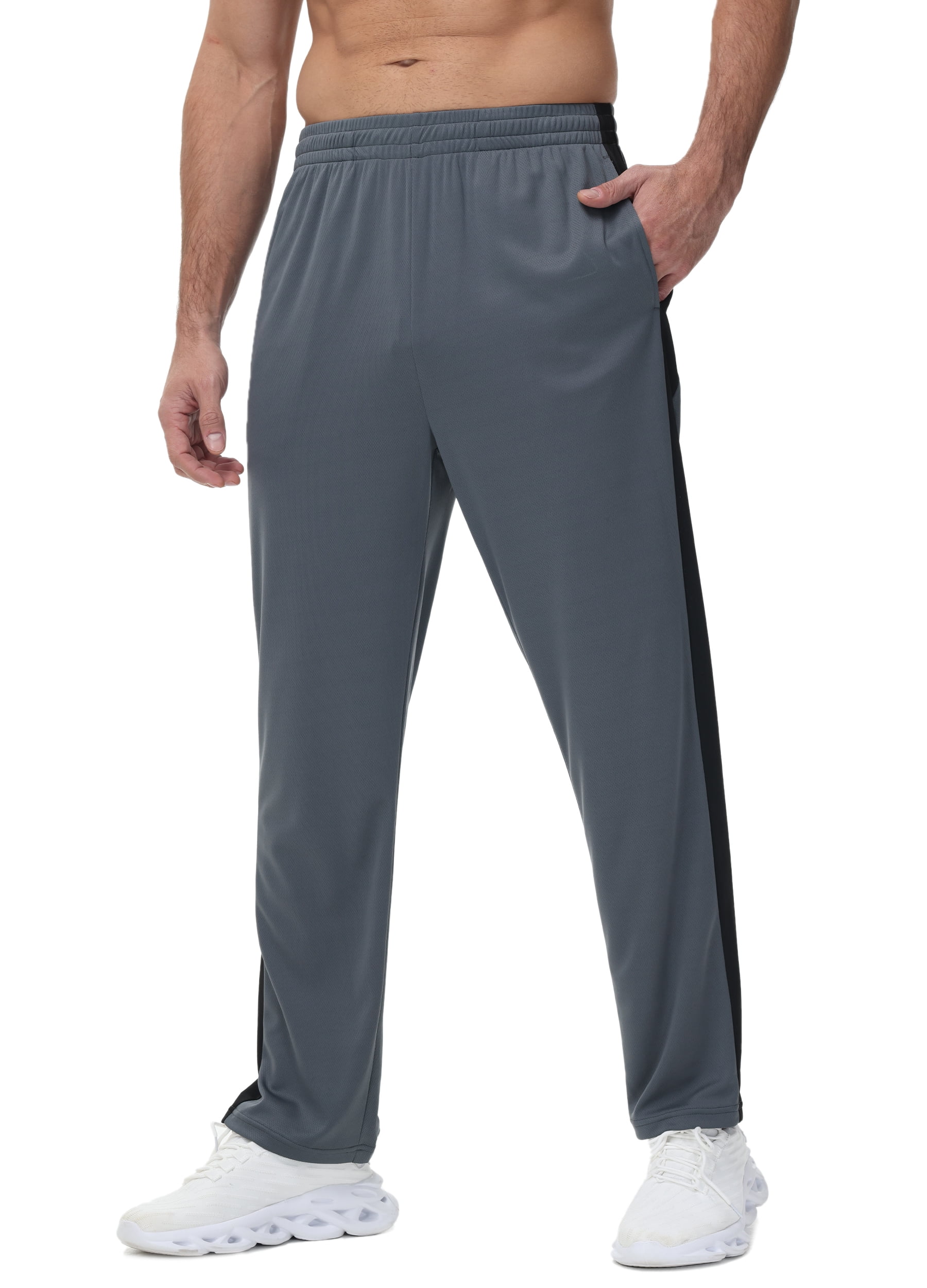 NEIKU Men's Sweatpants, Gray XL, Athletic Lounge Pants, Open Bottom ...