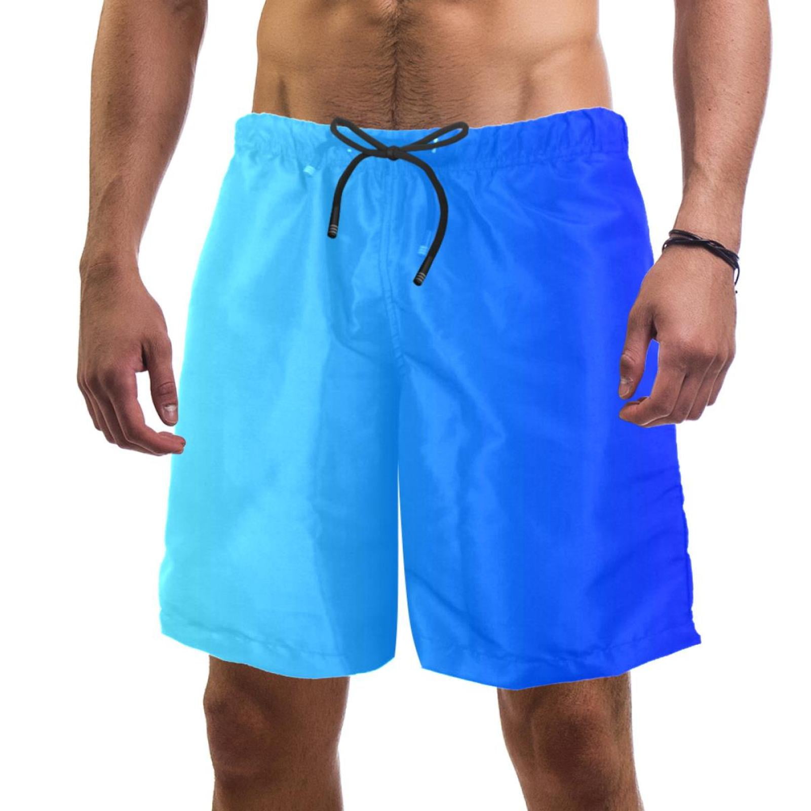 Mens Swim Beach Trunks Quick Dry Surfing Board Short With Pockets Blue