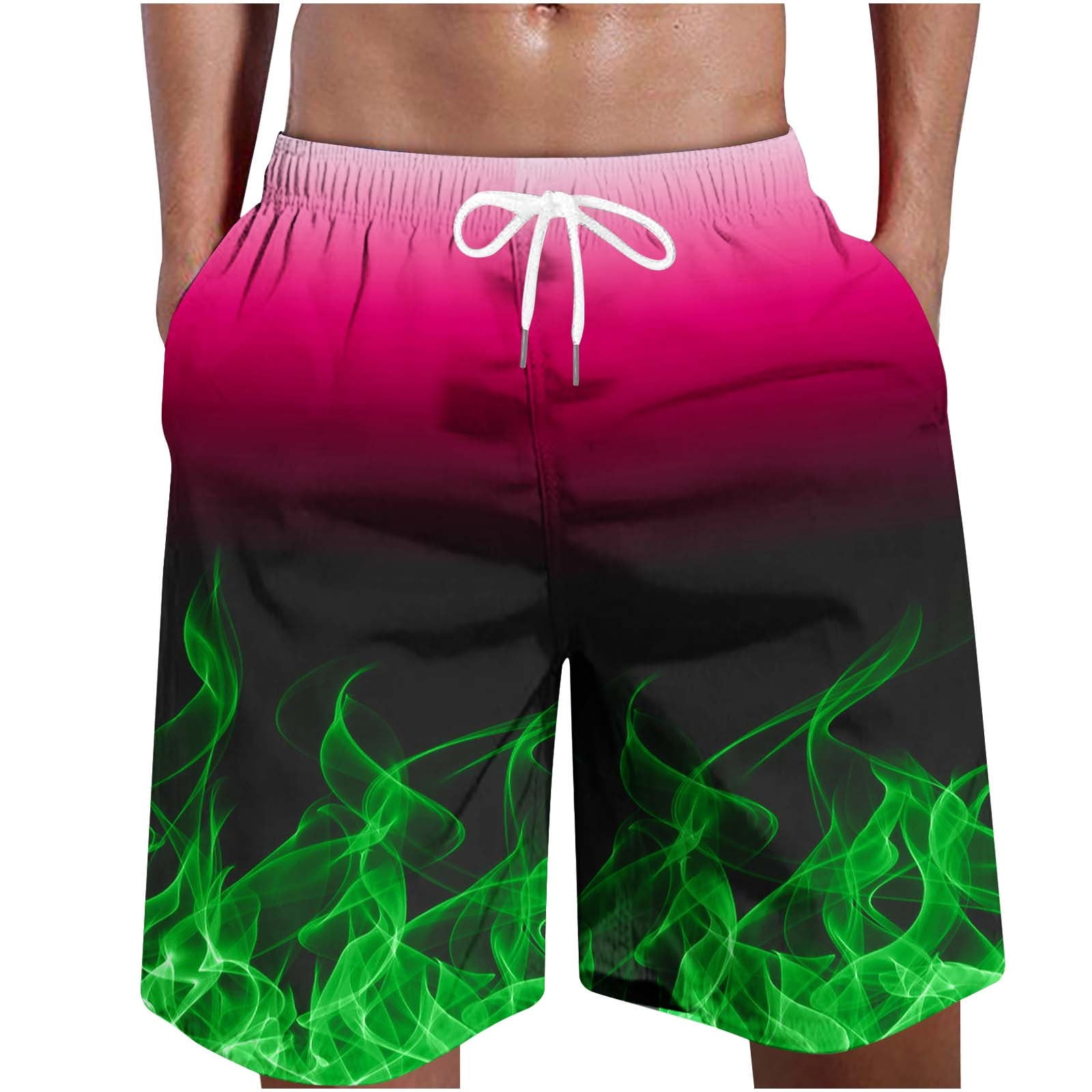 Men's Swim Trunks 3D Flame Printed Quick Dry Bathing Suit Swim Board ...
