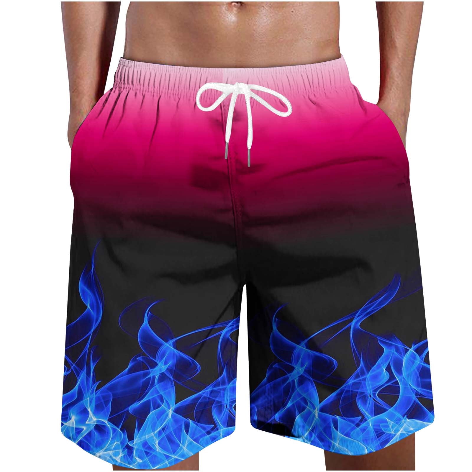 Men's Swim Trunks 3D Flame Printed Quick Dry Bathing Suit Swim Board ...