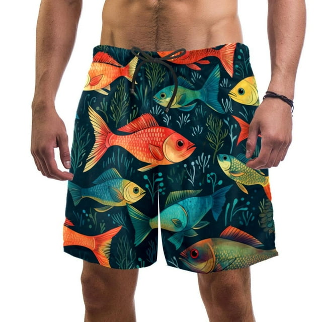 Men's Swim Trunks, Animal Fish Pattern Quick Dry Volleyball Sports ...