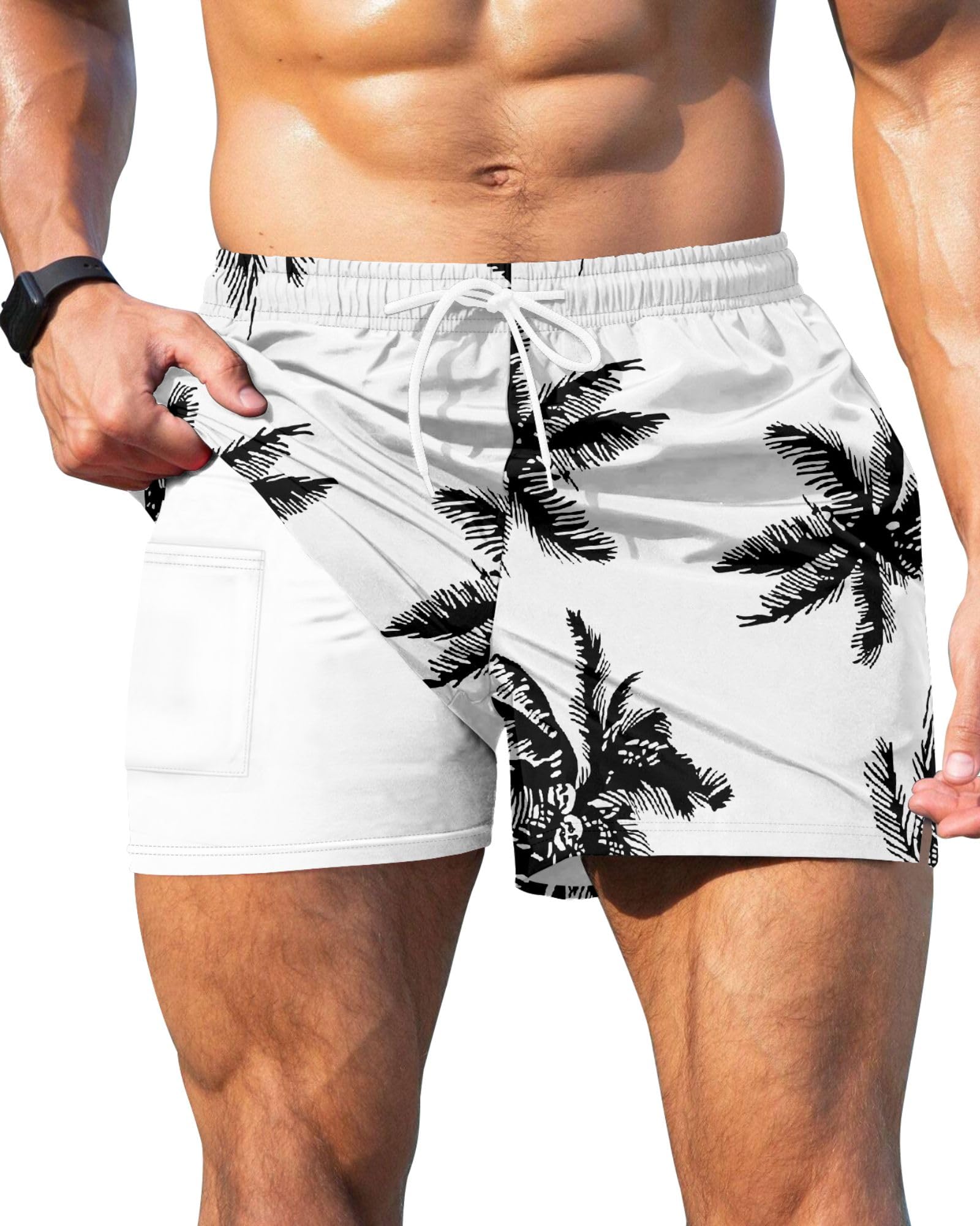 Men's Swim Trunks, Bathing Suit 4 inch Inseam Quick Dry Swimsuit Beach ...
