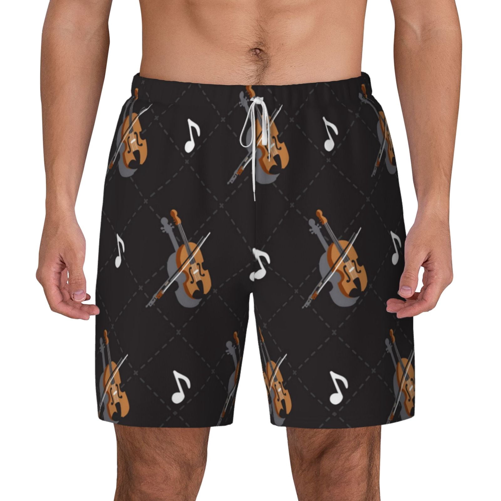 Men's Swim Trunks Beach Board Shorts Bathing Suits 3D Swimsuit Violin ...