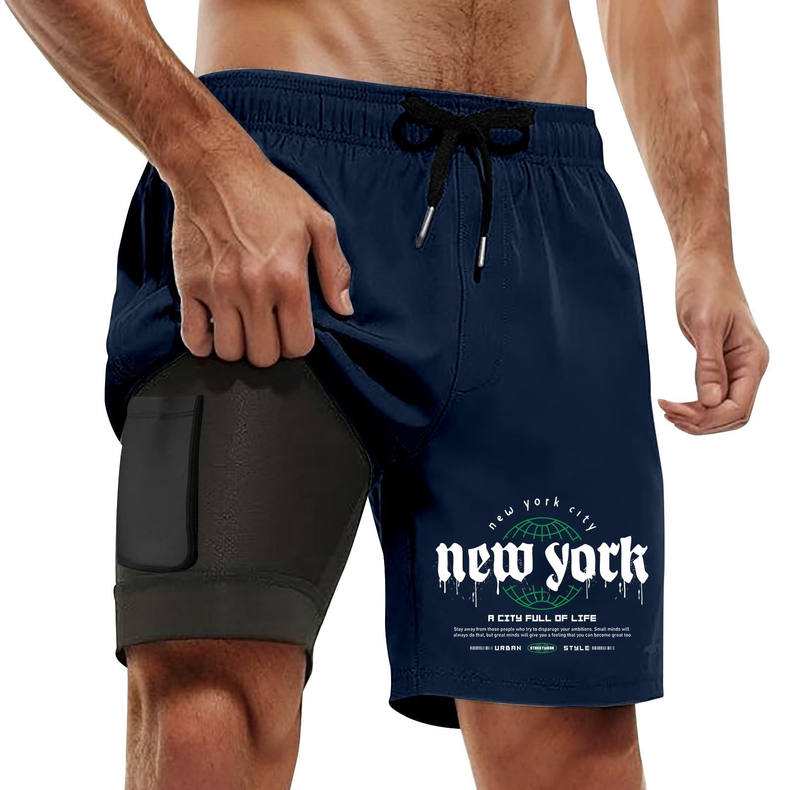 Men's Swim Trunks with Compression Liner 9 Inch Quick Dry Expandable ...