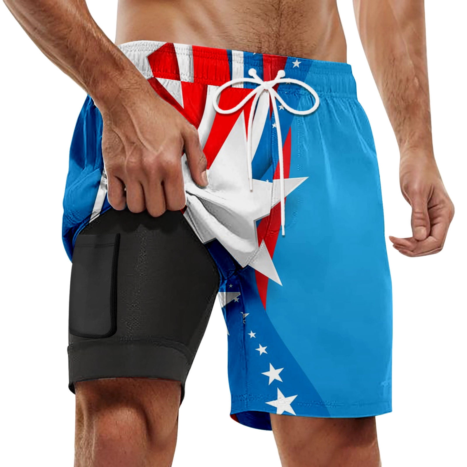 Men's Swim Trunks with Compression Liner Stretchy Quick Dry Soild Color ...