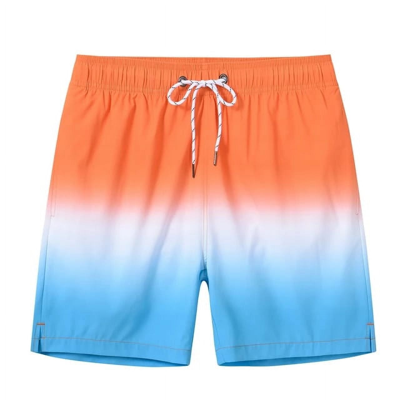 Men‘s Swim Trunks Gradient Swimming Shorts Quick Dry Beach Shorts With