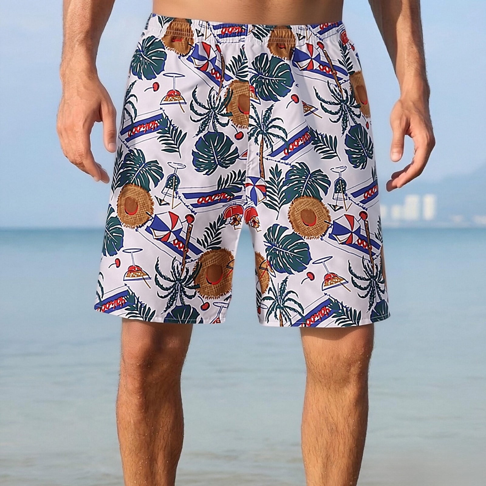 Men's Swim Trunks Hawaiian Bathing Board Shorts Mens Elastic Mesh ...