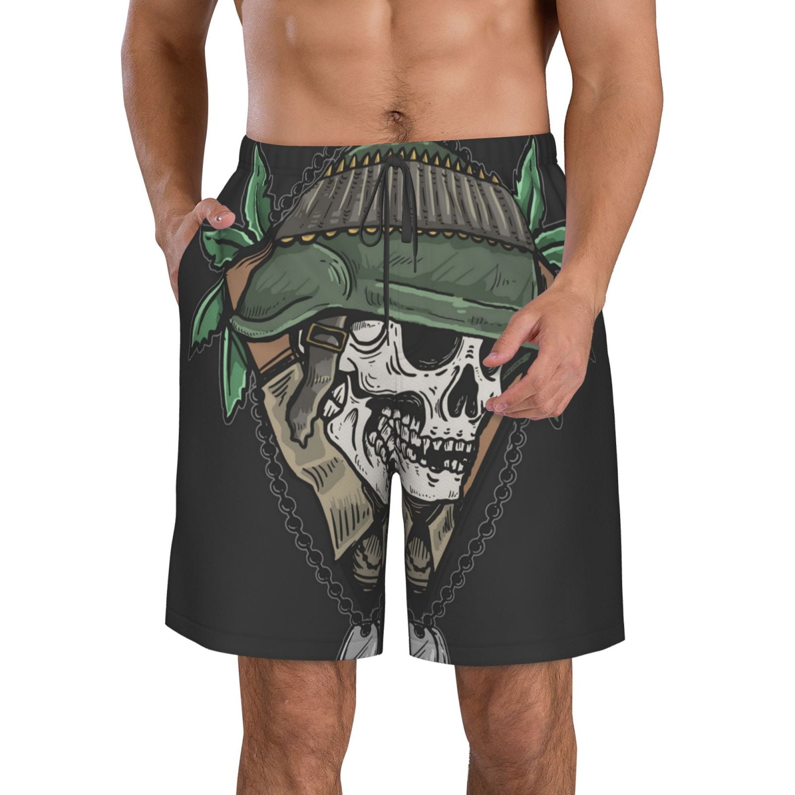Men's Swim Trunks Quick Dry Board Beach Shorts Bathing Suits,Skull ...