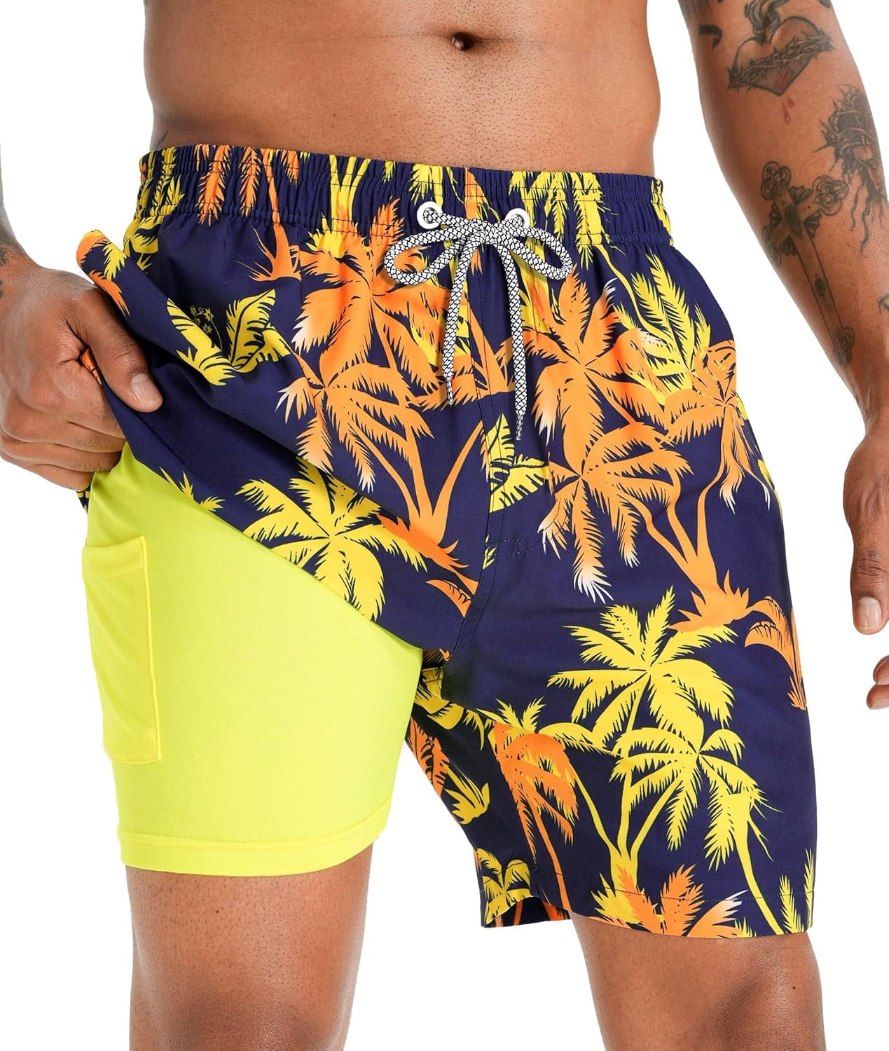 Men's Swim Trunks with Compression Liner 5 Inch Bathing Suit Beach ...