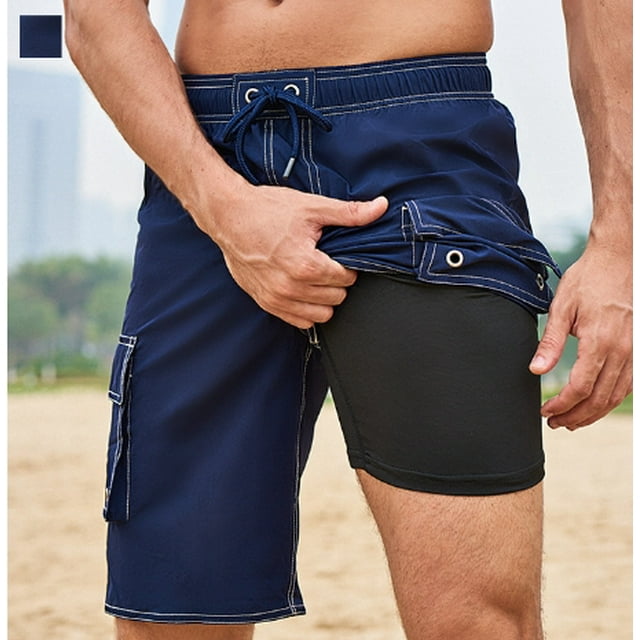 Men's Swim Trunks with Compression Liner Quick Dry Board Shorts ...
