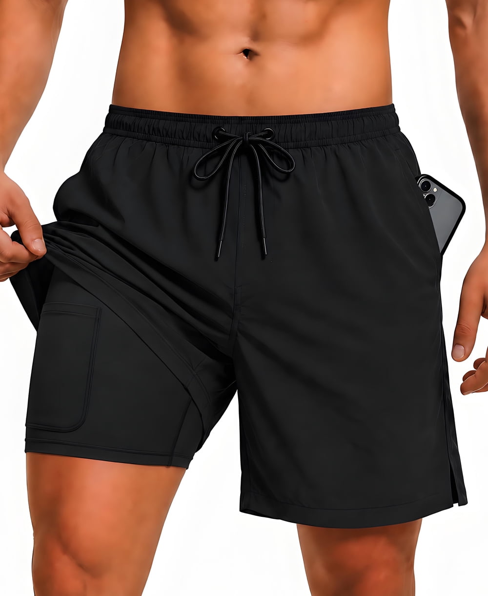 Men's Swim Trunks with Compression Liner, Summer Quick Dry Beach ...