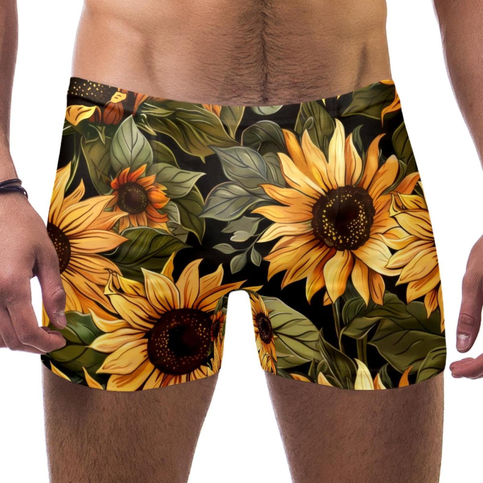Men's Swimsuit Square Leg Aesthetic Sunflowers Seamless Pattern ...