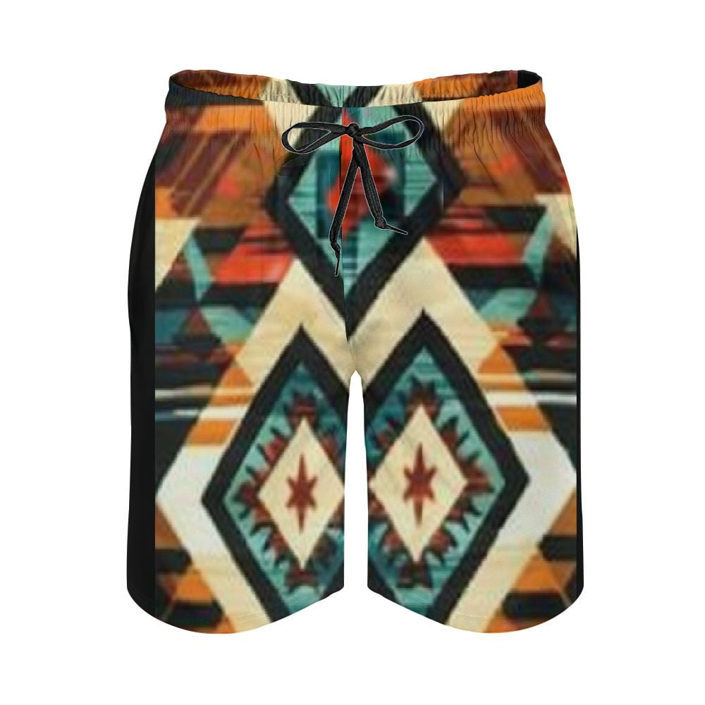 Mens Swimtrunks 3d Printed Beach Board Shorts Aztec Baja Western Native Southwest