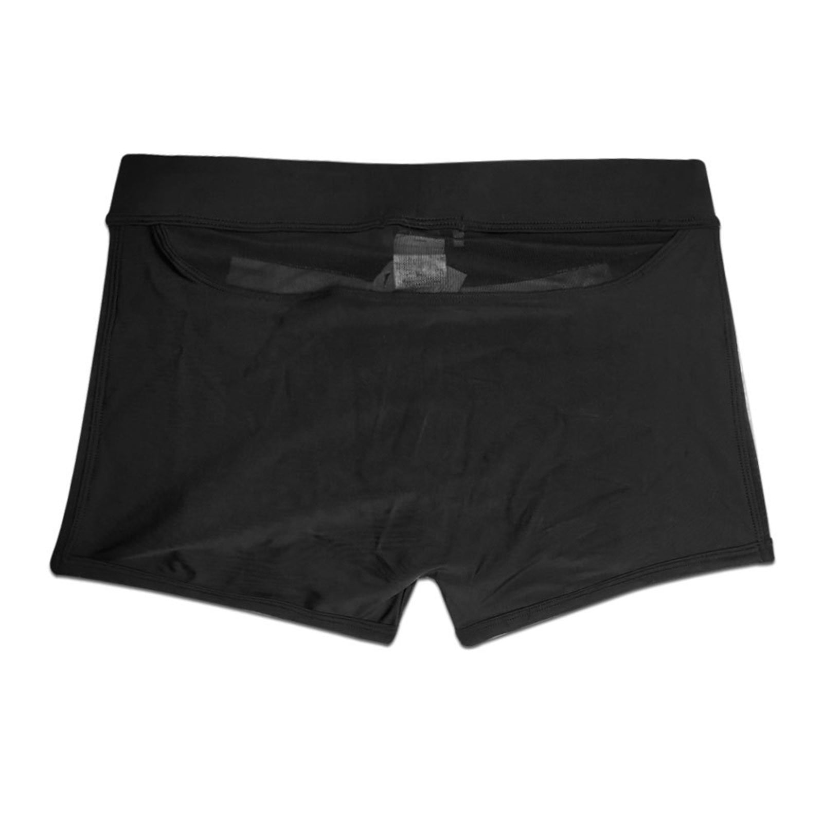 Men's Swimwear Male Sexy Side Mesh Semi Transparent Flat Angle Swim ...
