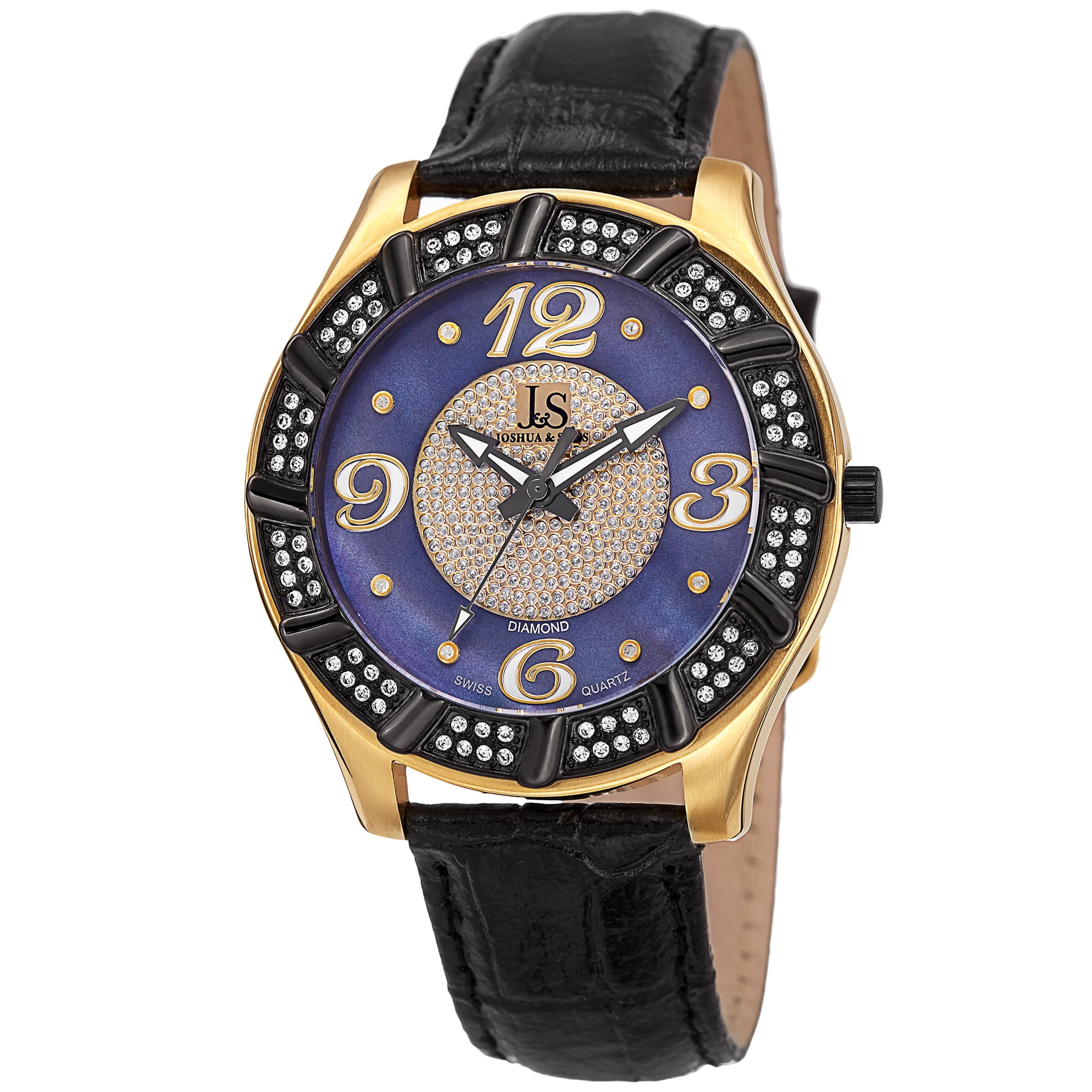 Men's Swiss Quartz Diamond Swirl Gold-Tone Watch - Walmart.com