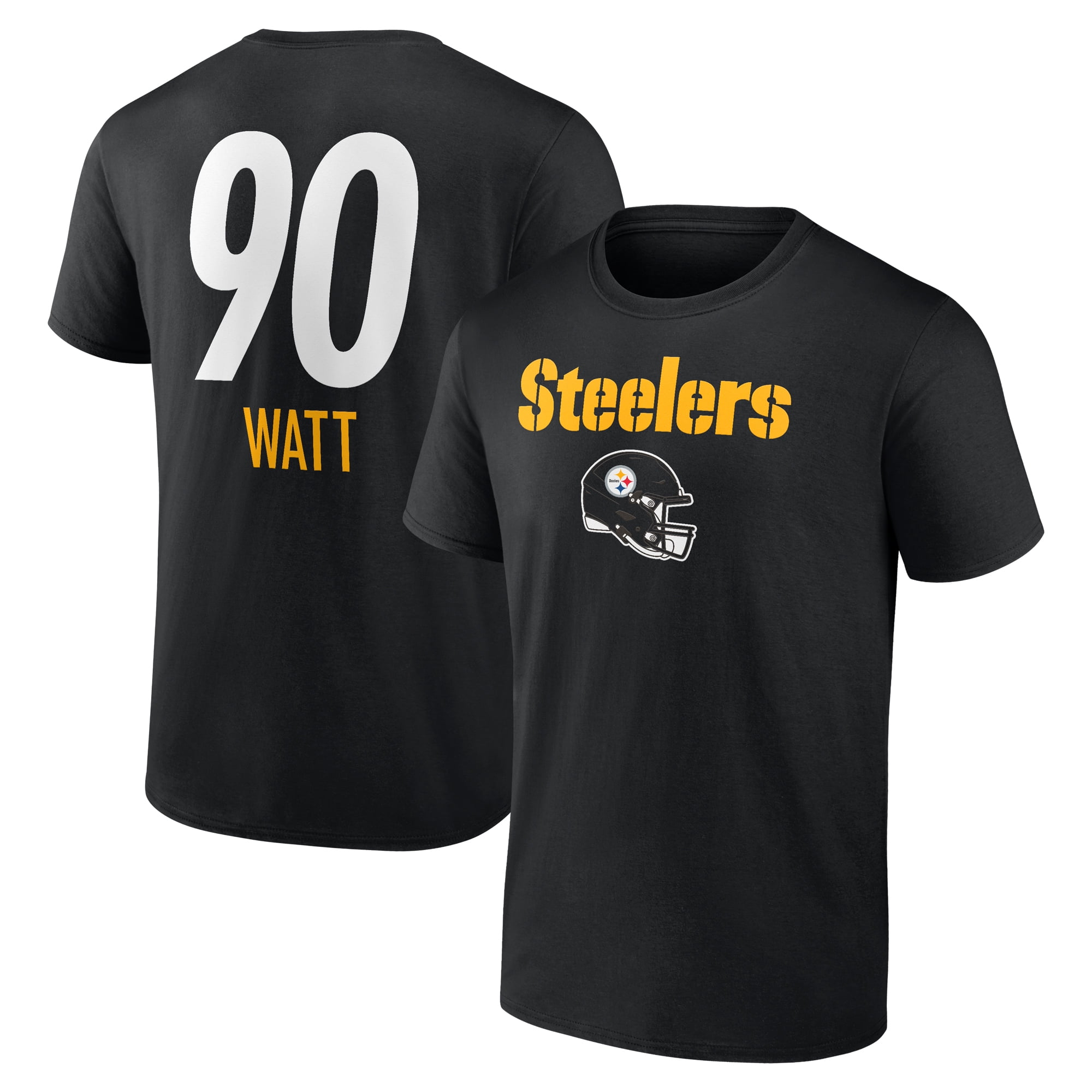 Men's T.J. Watt Pittsburgh Steelers Black Team Wordmark Name & Number T ...