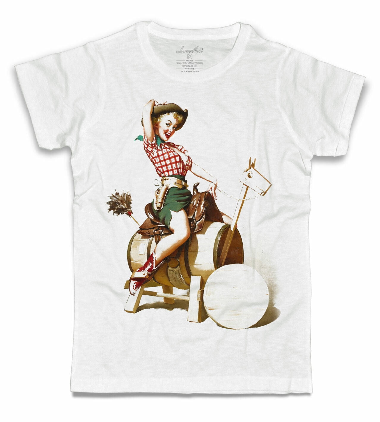 Men's T-Shirt Pin Up Cow Girl Gil Elvgren Tattoo Girl Cowboy - Walmart.com