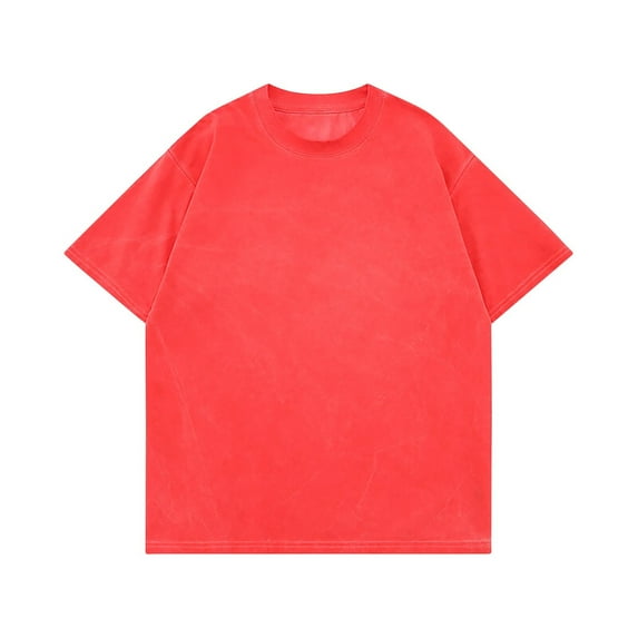 Men's T-Shirt, Short Sleeve Casual Shirt with Round Neck, Vintage Solid ...